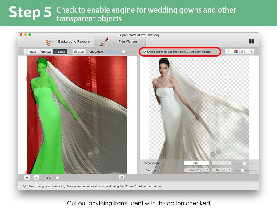 Super PhotoCut Pro for Mac - Wedding Dress Cutout from Image